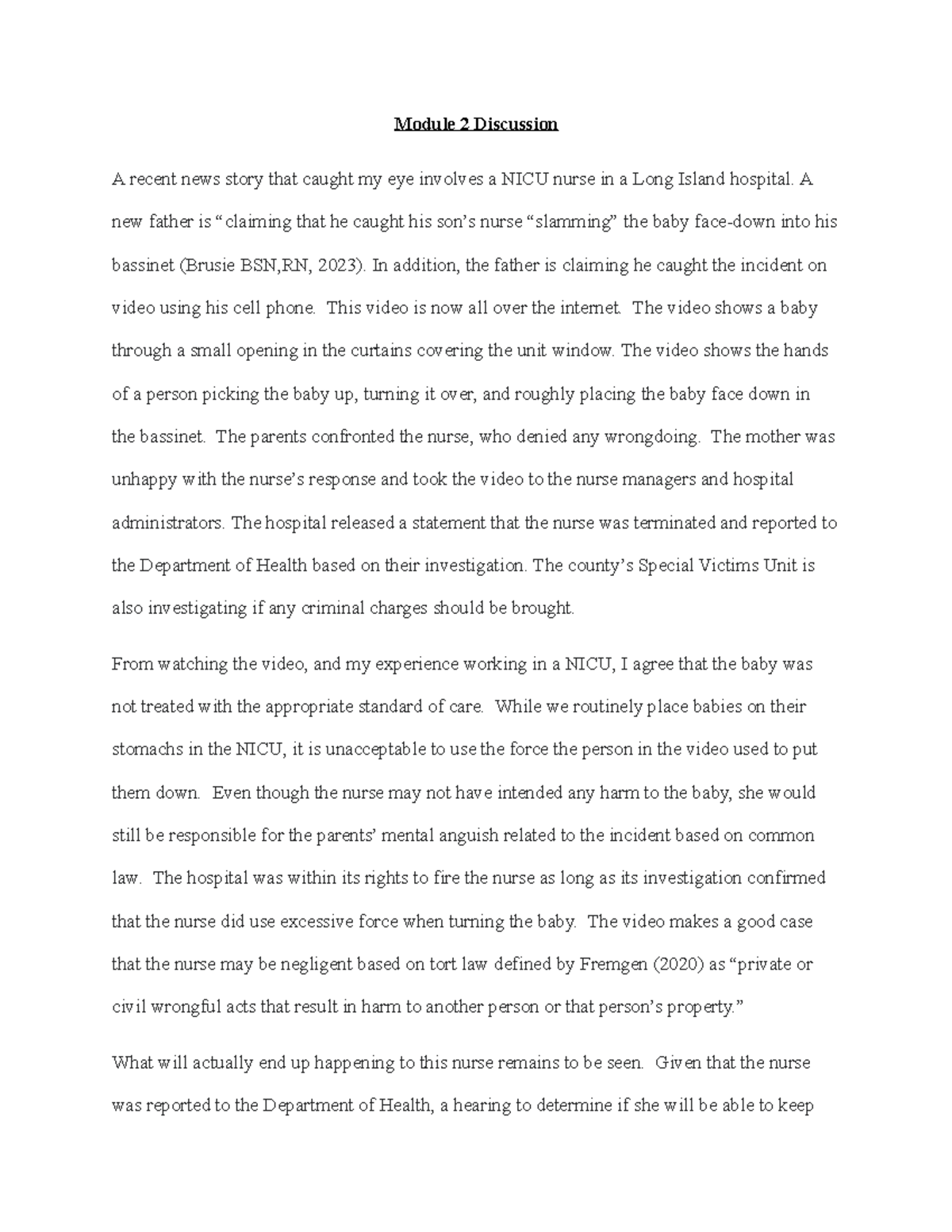 IHP 420 Module 2 Discussion - Module 2 Discussion A recent news story ...