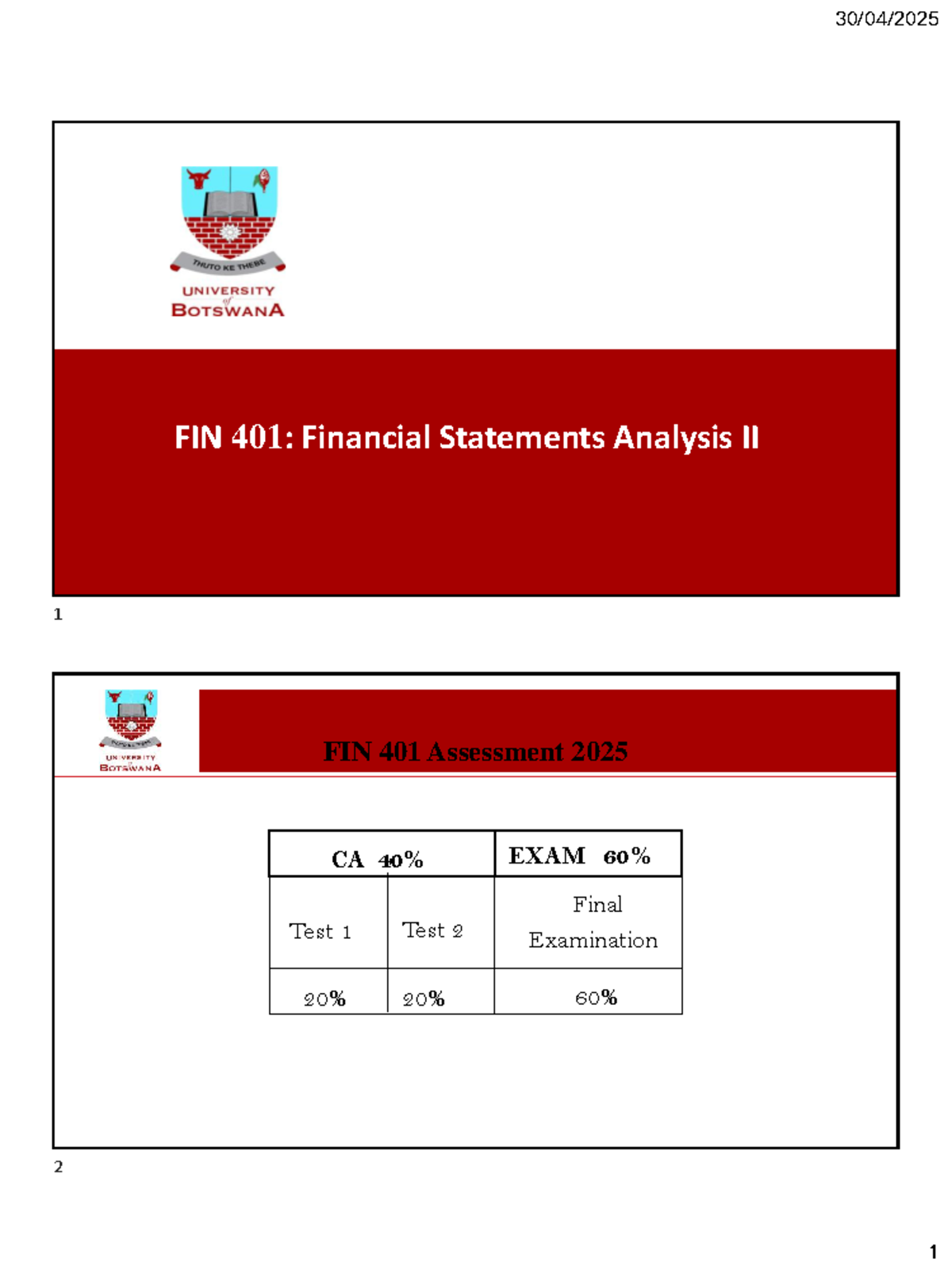 FIN 401: Financial Statements Analysis II Overview & Key Concepts - Studocu
