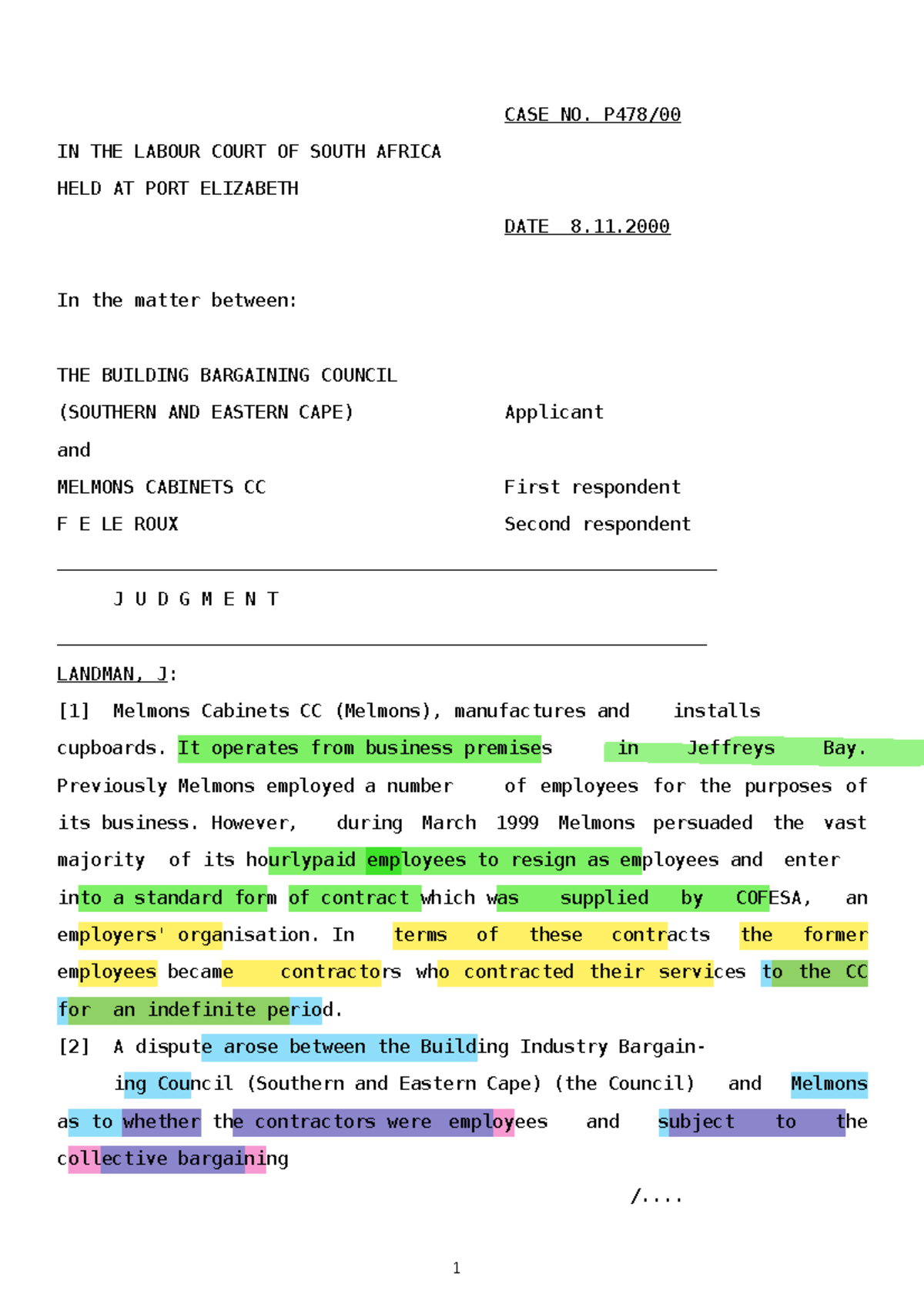 Building Bargaining Council v Melmons Cabinets: Labour Court Judgment ...