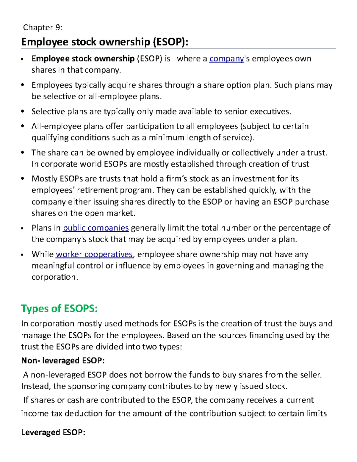9-ESOP ( Employees stock option plans) - Chapter 9: Employee stock ...