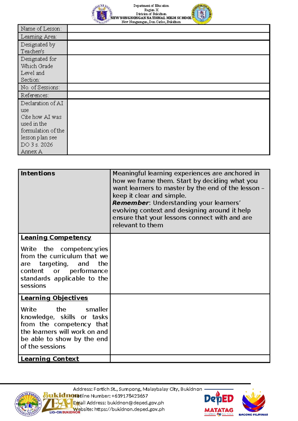 DLL Template: Formulating Lessons Using ILAW Framework for DepEd - Studocu