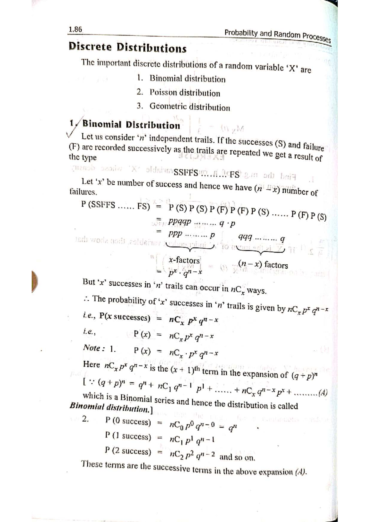 1.86 Probability and Random Processes: Discrete Distributions Overview ...