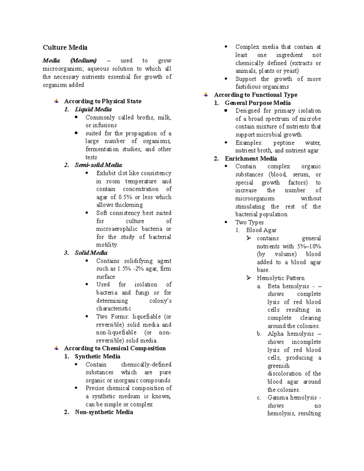 Microbiology Culture Media Overview - Course Code 5 - Studocu
