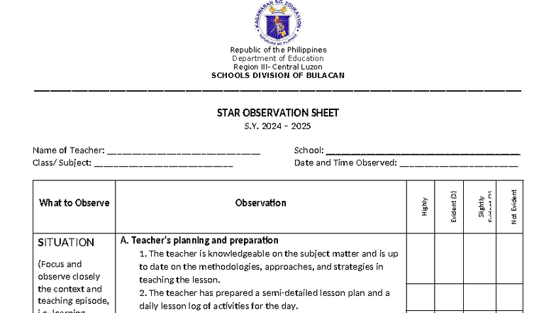 STAR-Observation-TOOL - Republic of the Philippines Department of ...