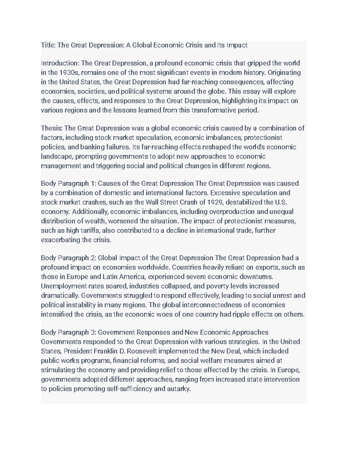 AP World History Essay: Analyzing the Global Impact of the Great ...
