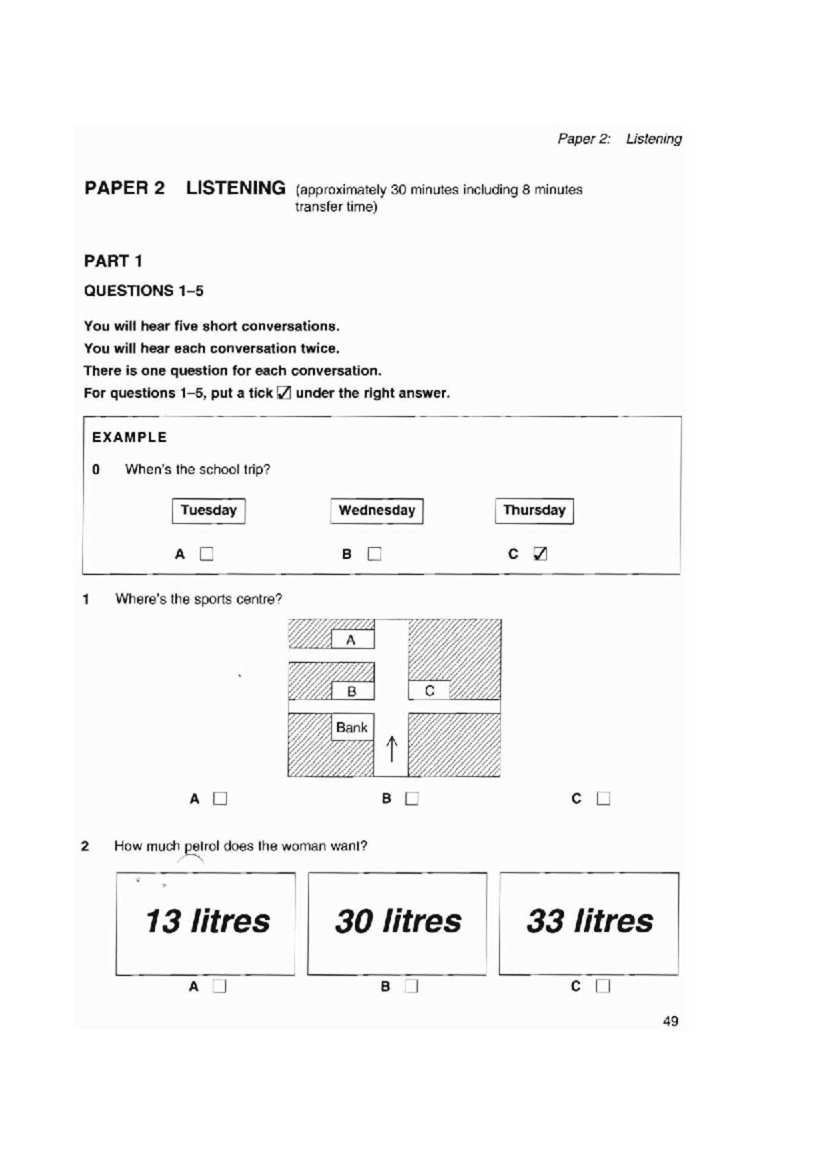 Listening Test 3: Paper 2 - Listening Comprehension Practice - Studocu