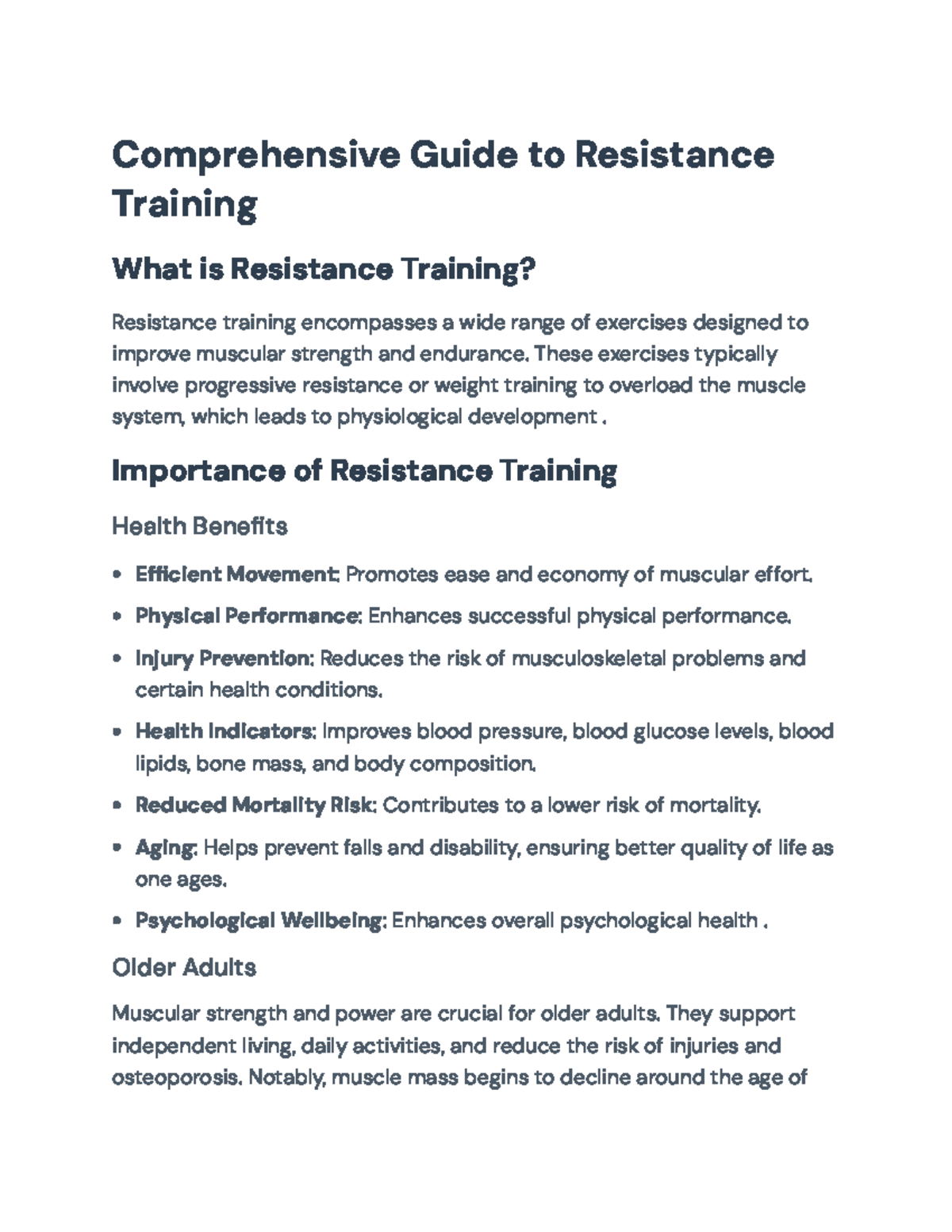 Resistance Training Guide: Health Benefits and Program Development ...