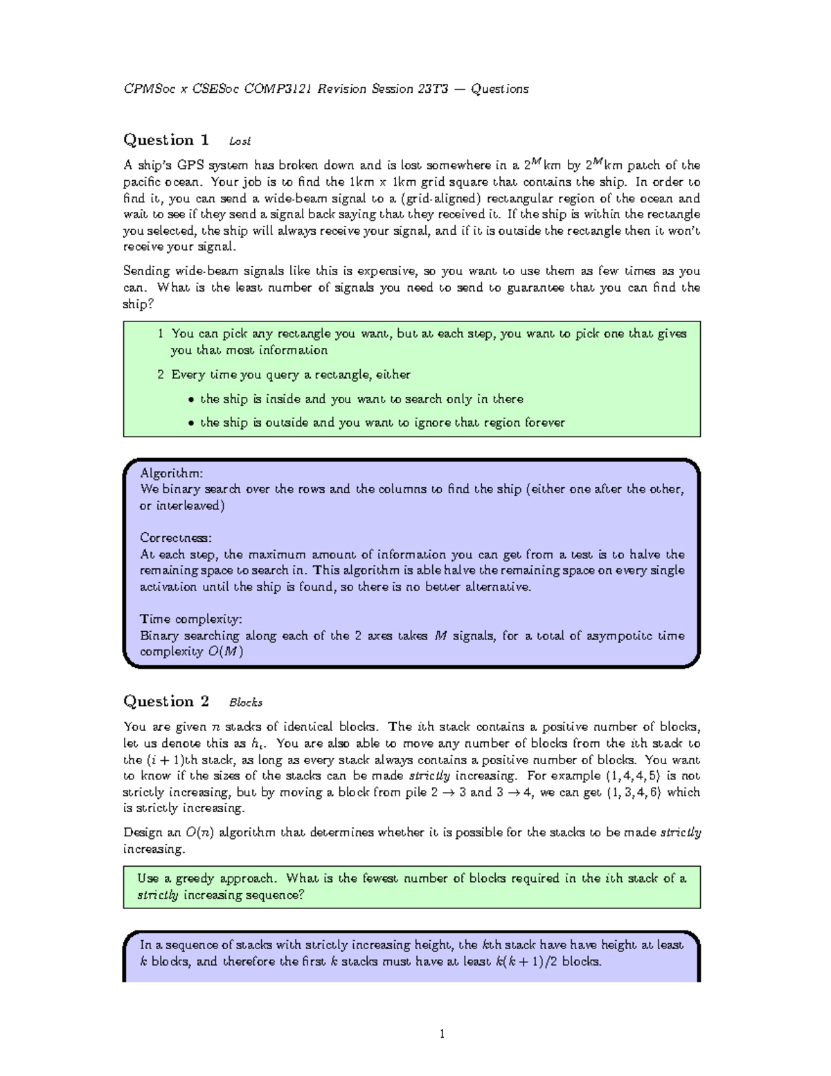 COMP3121 Revision Session 23T3 Solutions and Questions - Studocu