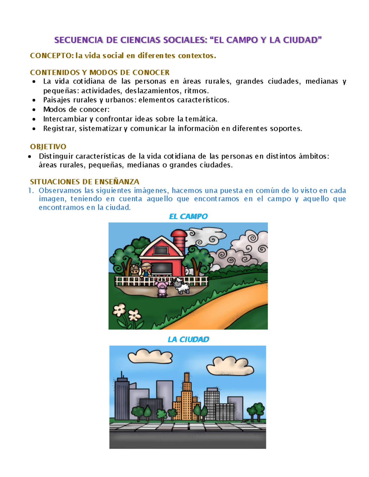 Secuencia de Ciencias Sociales: Campo y Ciudad Exploración - Studocu