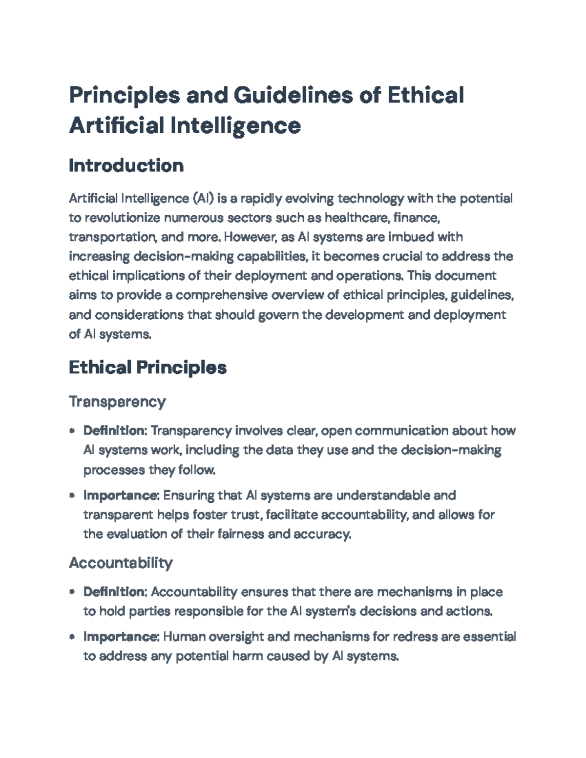 Ethical Principles and Guidelines for AI Development and Deployment ...