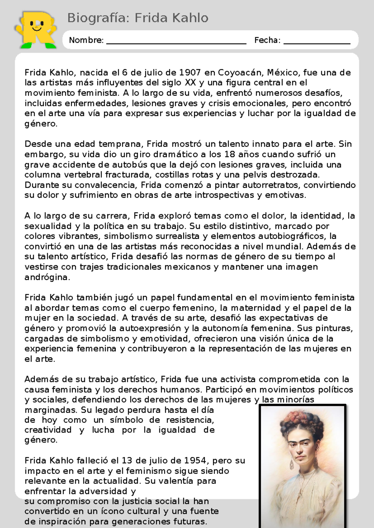 Biografía de Frida Kahlo: Arte, Feminismo y Legado Cultural - Studocu