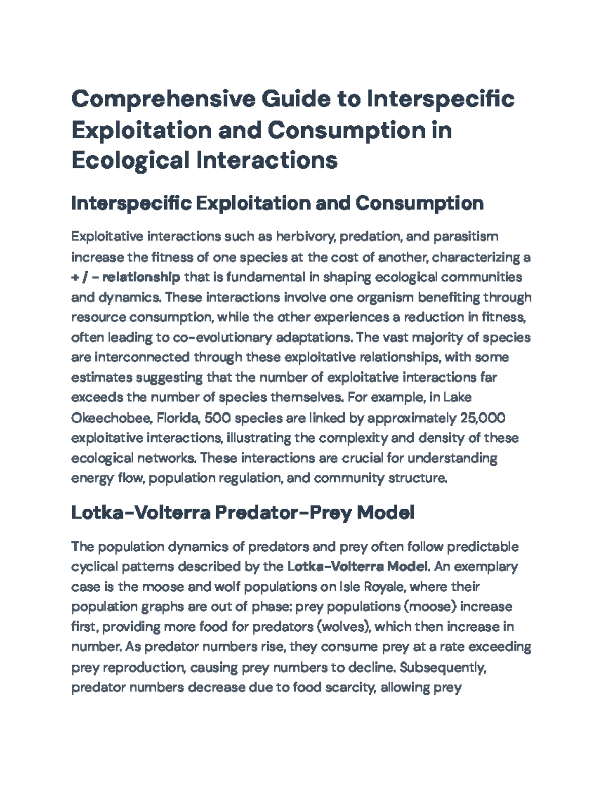 Comprehensive Overview of Interspecific Exploitation (Ecology 101 ...