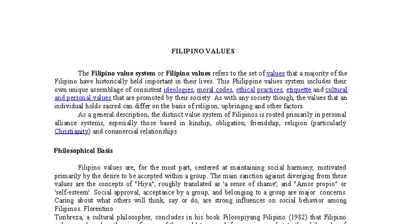 FIL 101: Understanding Filipino Values and Cultural Ideologies - Studocu