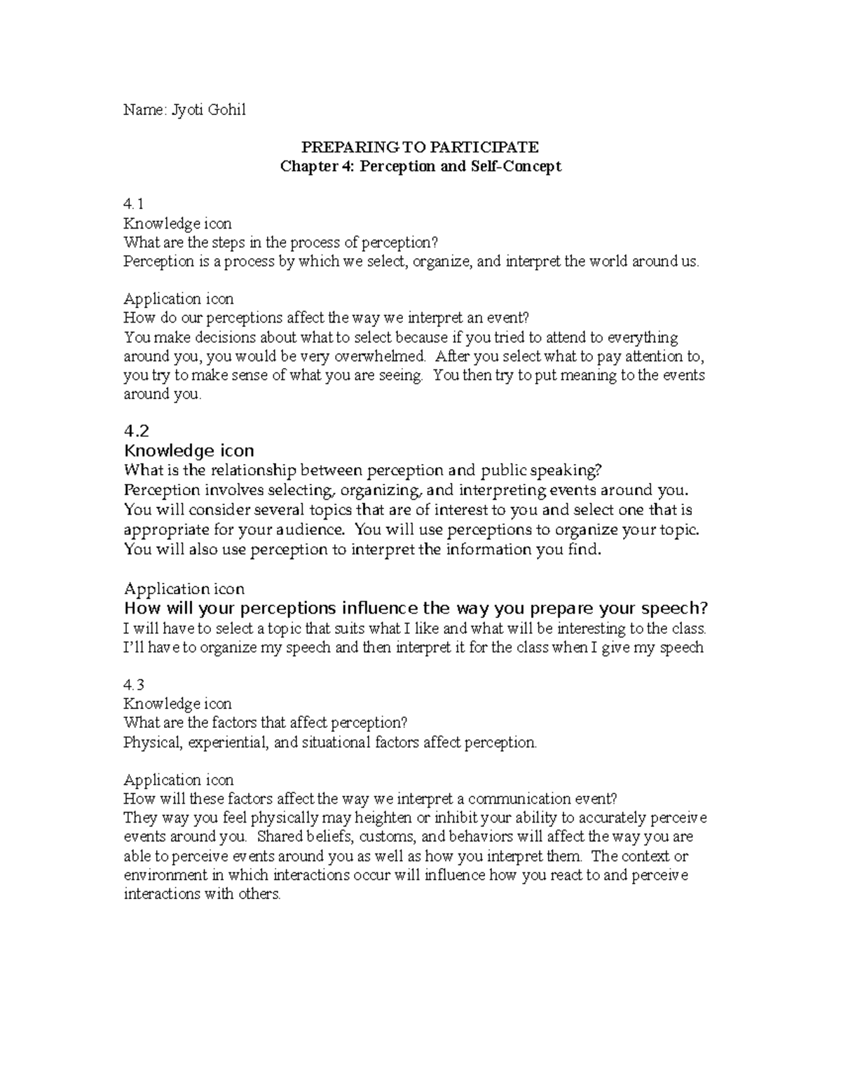 P2P - Chapter 4 - Perception & Self-Concept Assignment Notes - Studocu