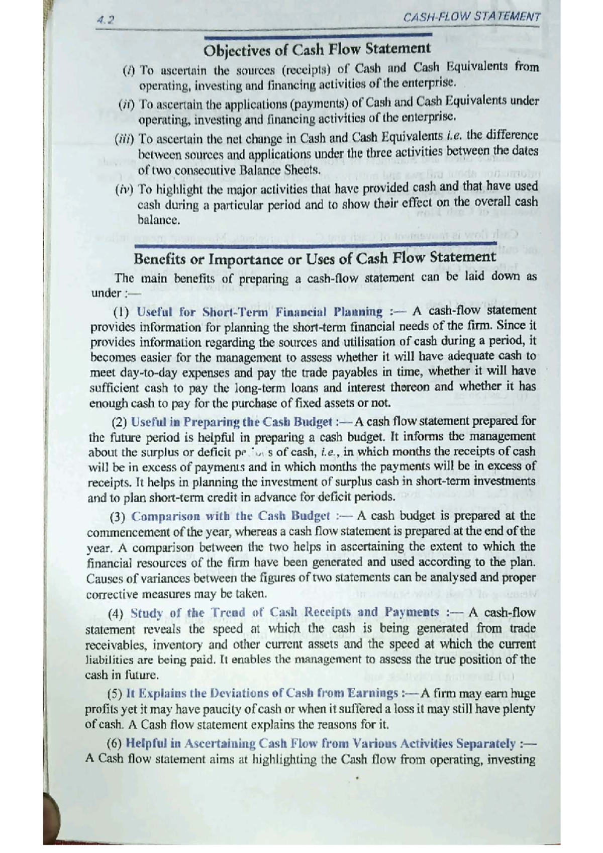 4.2 Objectives and Importance of Cash Flow Statement - Studocu