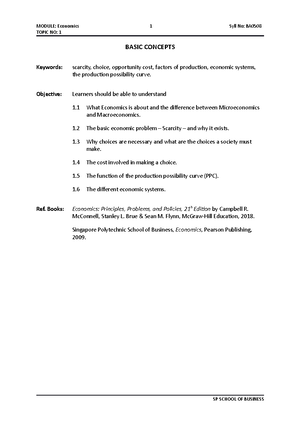 Tutorial 1 - Basic Concept - Official (Closed), Non-Sensitive SP School of Business 2024 ...
