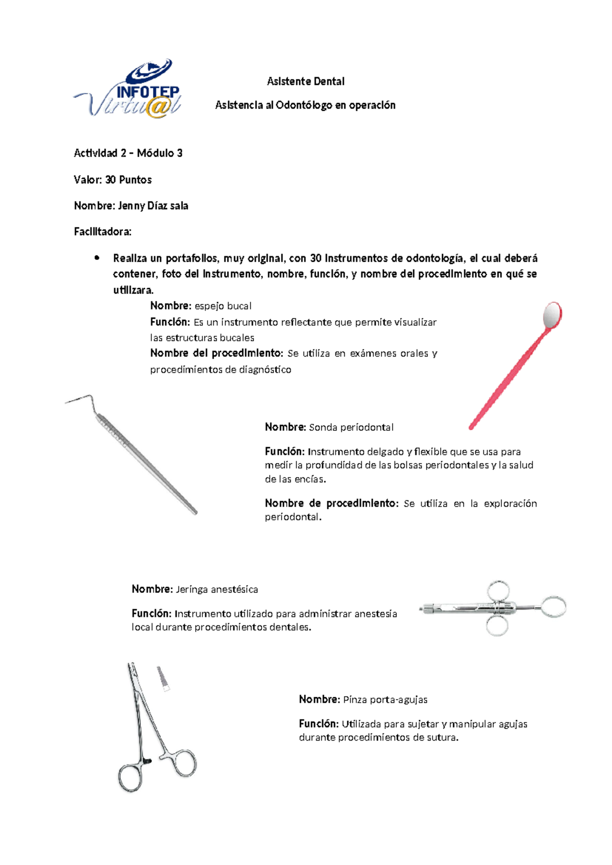 Portafolio de Instrumentos Dentales de Jenny Díaz - Asistente Dental ...