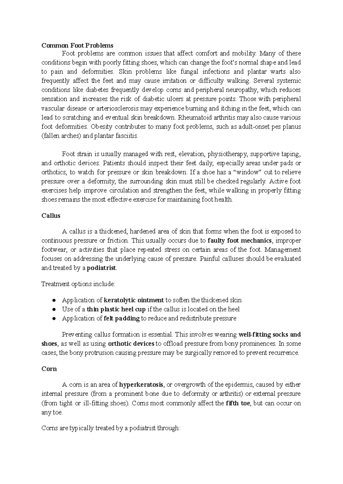 Foot Health Issues and Management: Common Problems and Treatments - Studocu