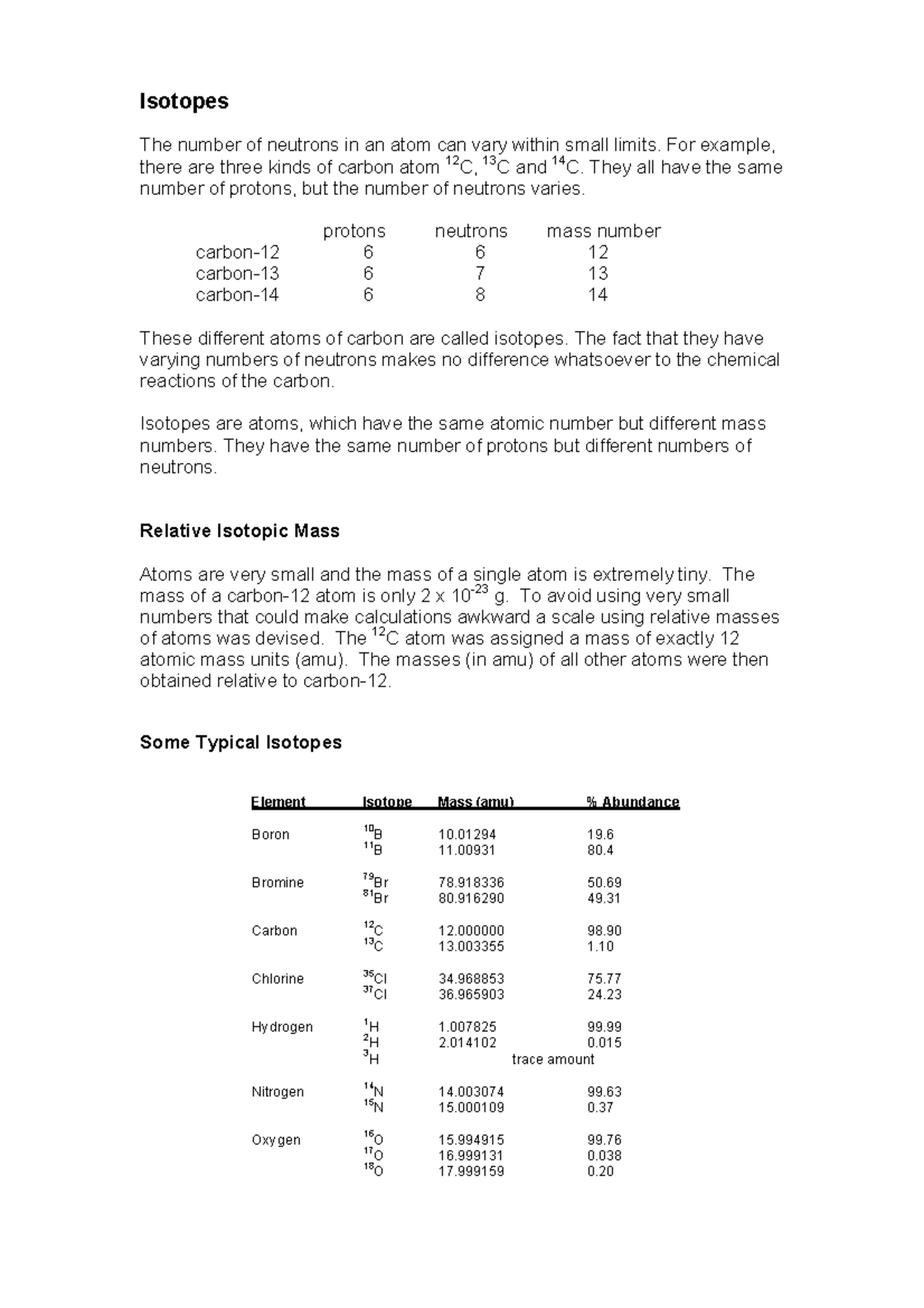 Understanding Isotopes: Concepts and Examples - Studocu