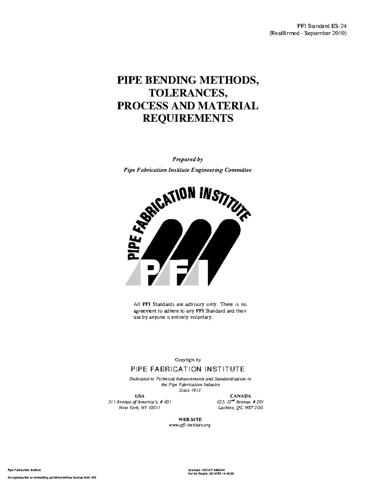 PFI-ES-24-2010: Pipe Bending Methods, Tolerances, and Material ...