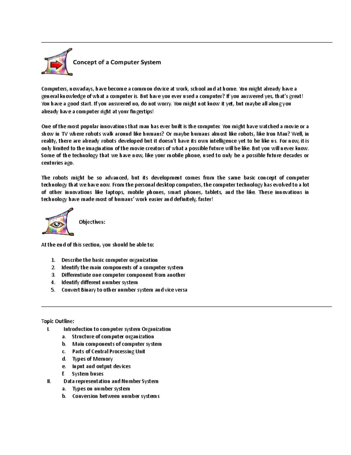 CS101: Concepts of Computer System and Organization Overview - Studocu