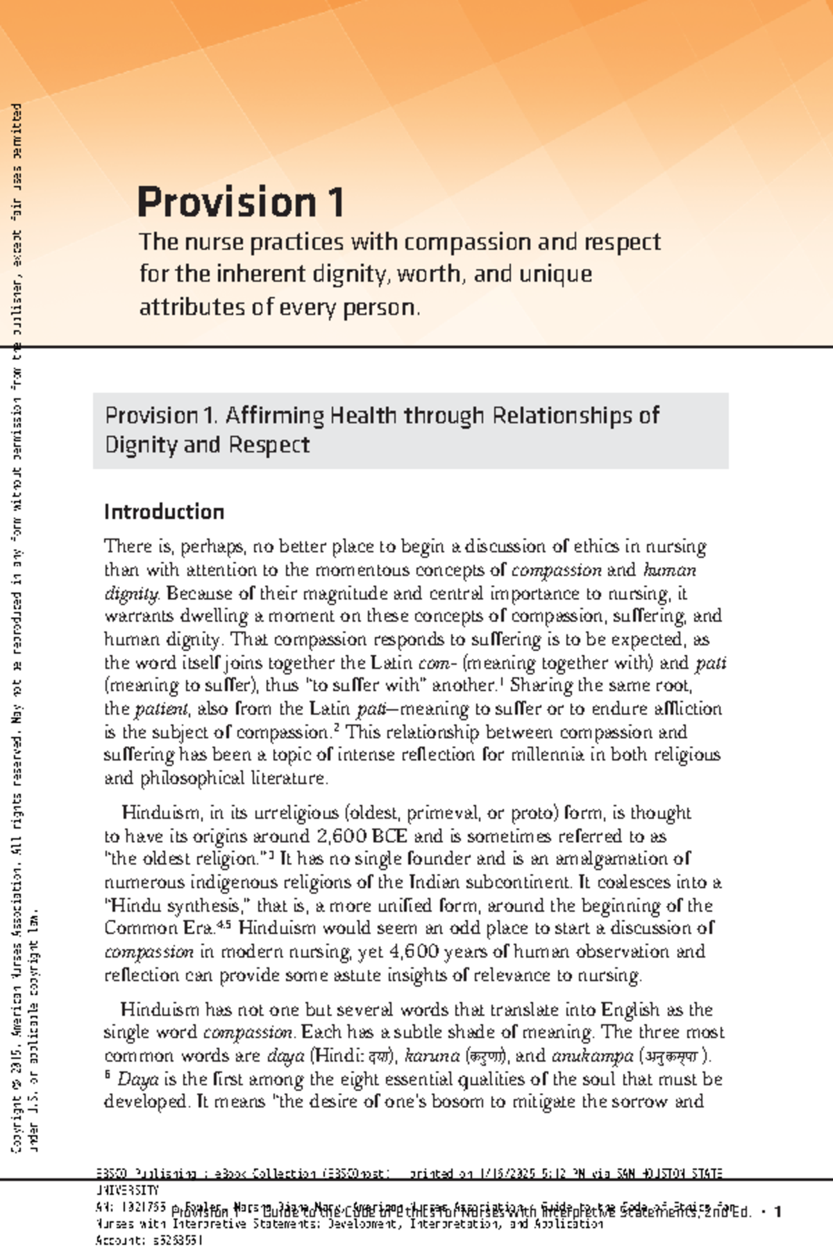 Guide to the Code of Ethics for Nurses (ANA) - Provision 1 Overview ...