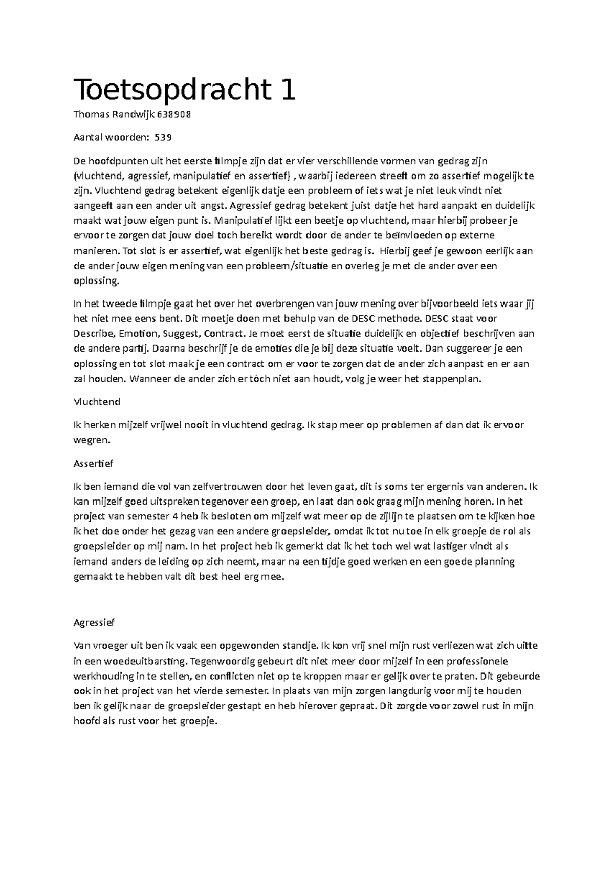 Toetsopdracht 1 - Professionele Vaardigheden en Gedragstype Analyse - Studeersnel