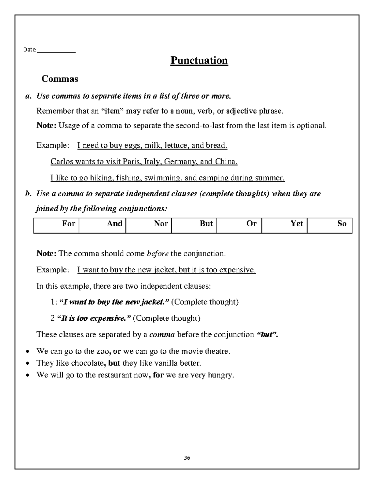 36. Punctuation Commas - Workbook Answers for English 101 - Studocu