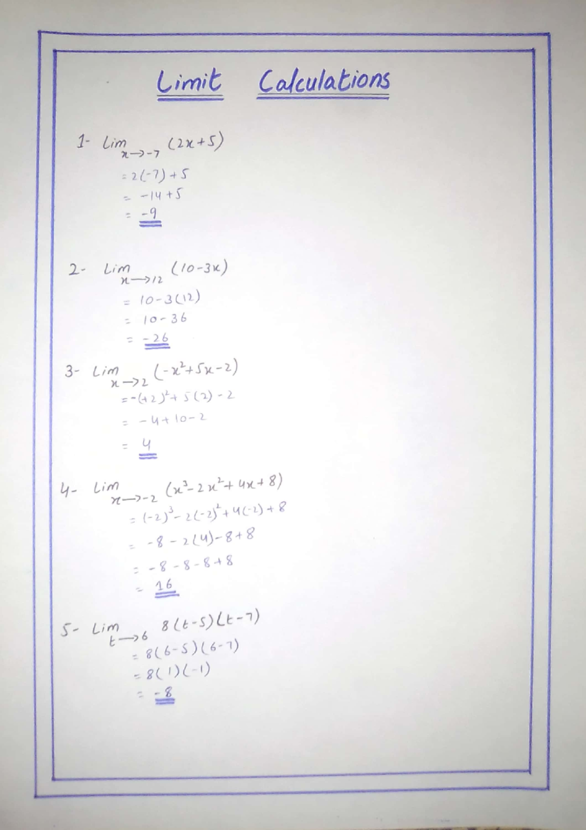 Calculus 101 - Limit Calculations and Rules Notes - Studocu