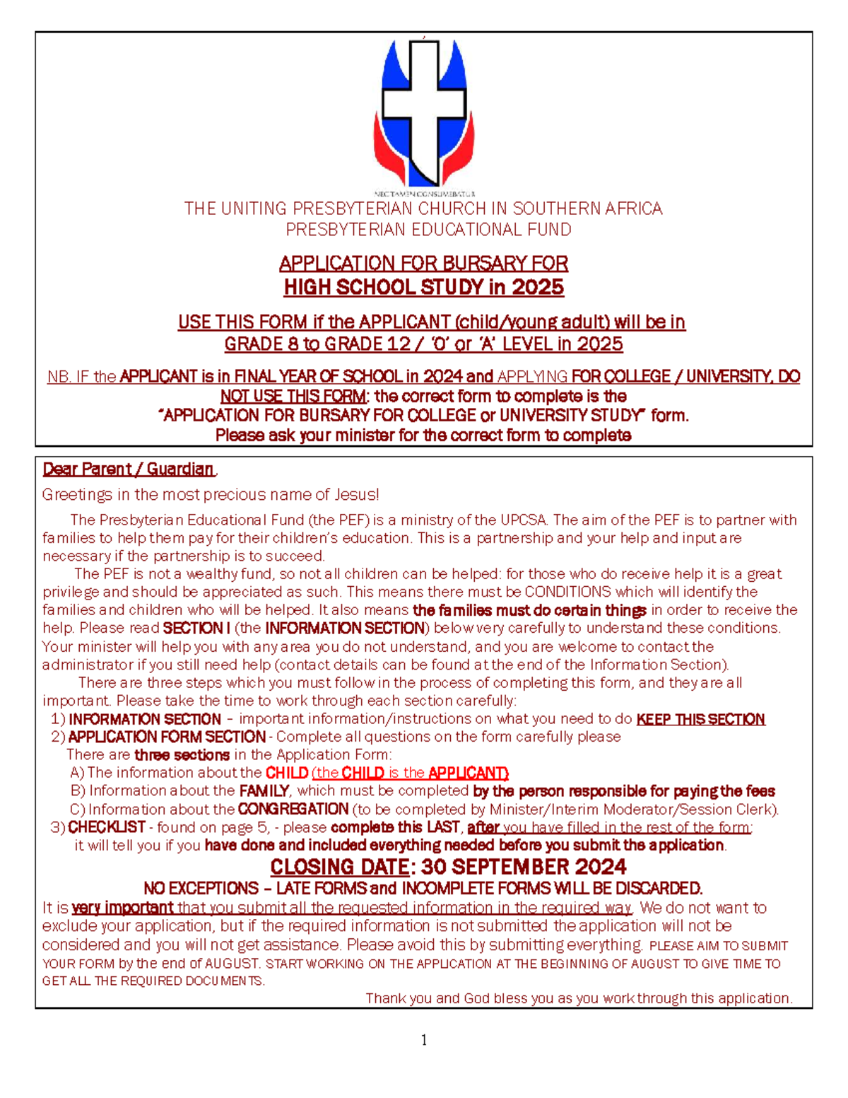 2025 PEF Bursary Application Form for High School (Grades 8-12) - Studocu