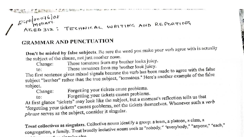 AGED 312: Technical Writing & Reporting - Grammar & Punctuation Guide ...