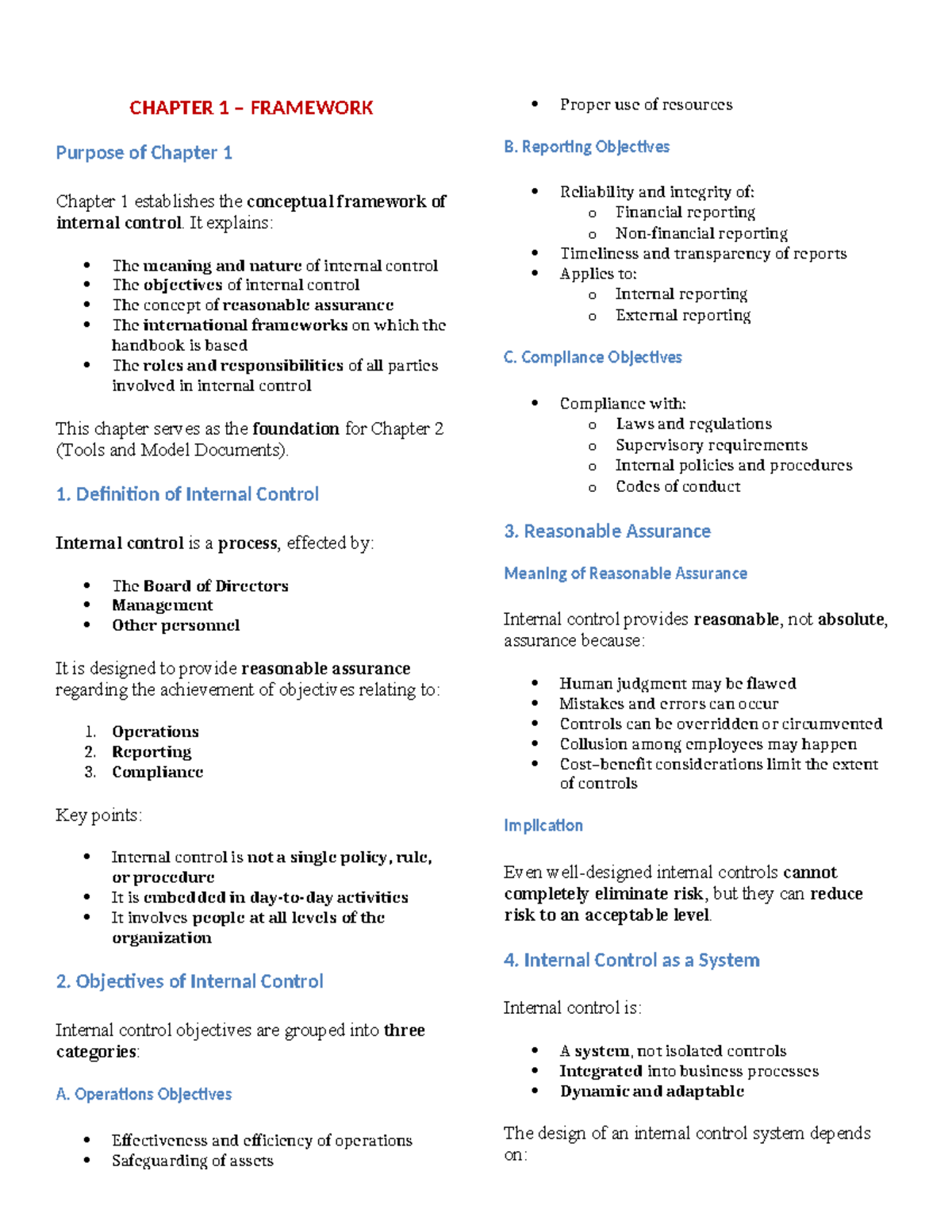 IC 101: Chapter 1 - Framework of Internal Control Concepts and ...
