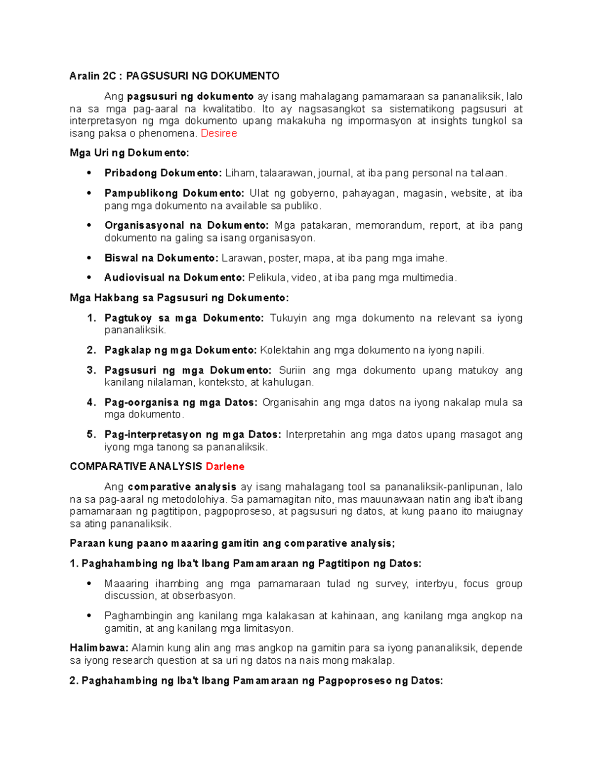 Kabanata 3: Pagsusuri ng Dokumento at Comparative Analysis (FILDIS 2C ...