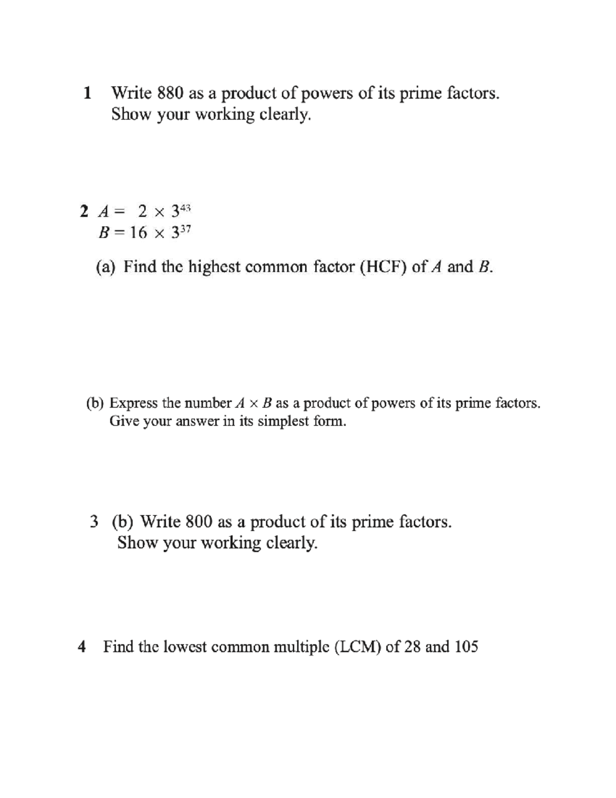 HCF and LCM Calculations - MATH101 - Studocu