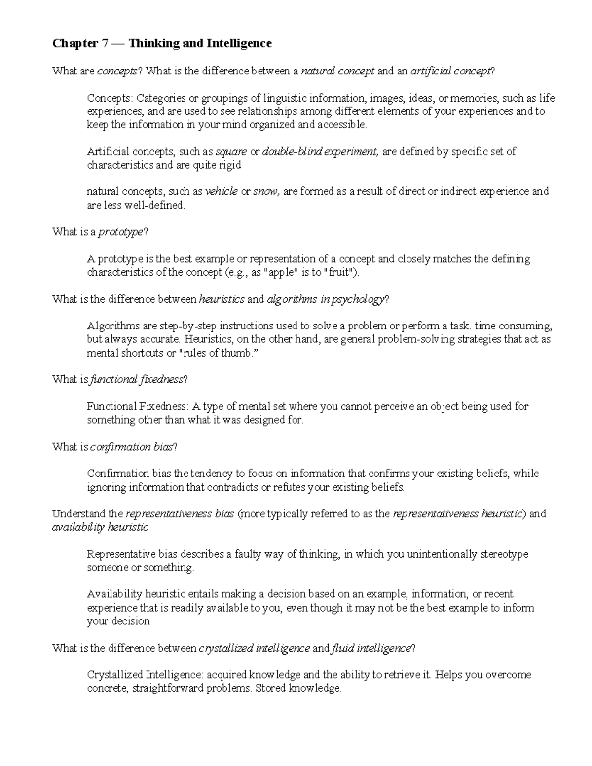 Chapter 7 - Exam Study Guide - Psychology 2e - Chapter 7 — Thinking and ...