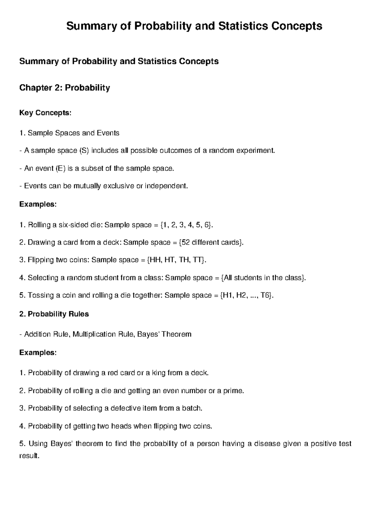 Probability & Stats Summary: Key Concepts & Full Examples - Studocu