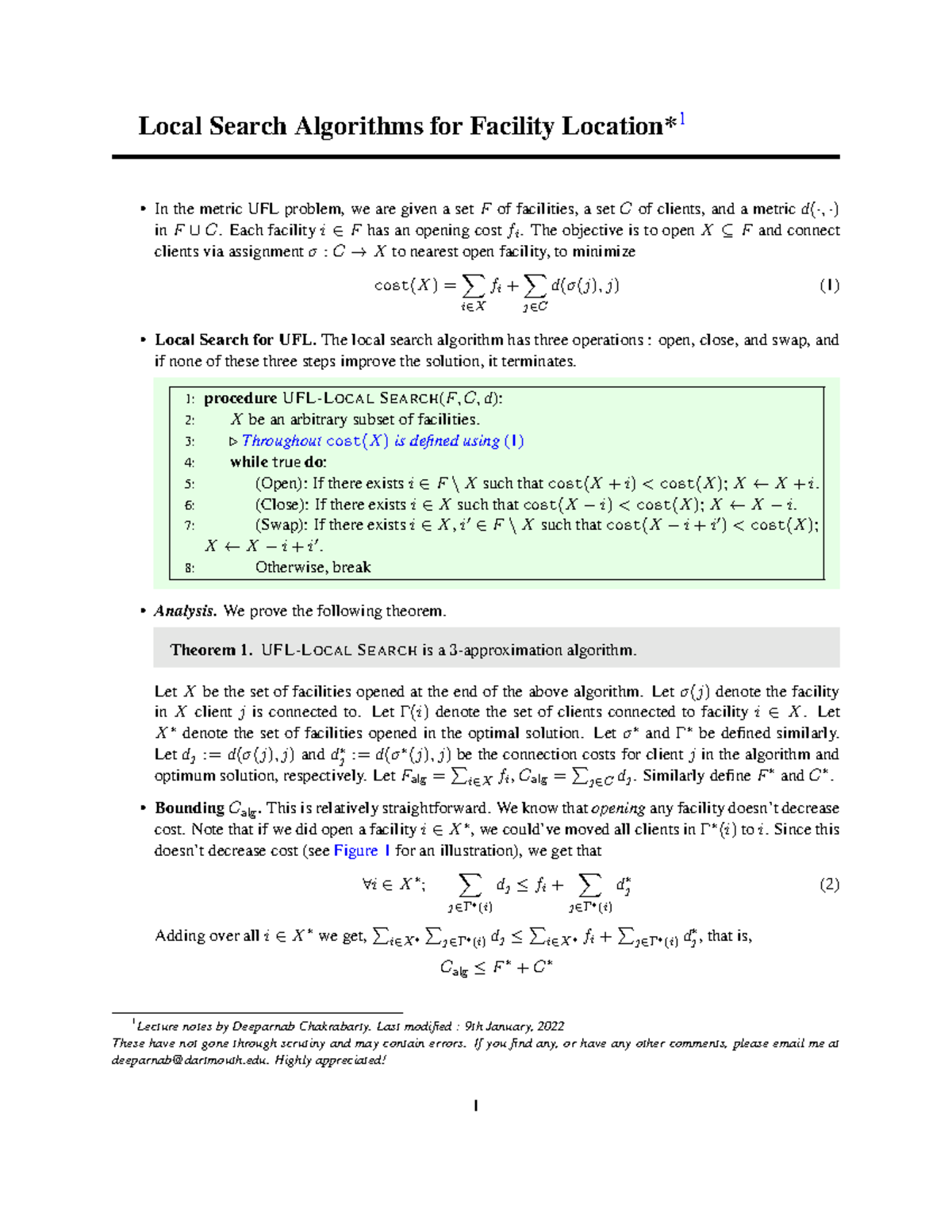 Local Search Algorithms for UFL: A Comprehensive Overview - Studocu