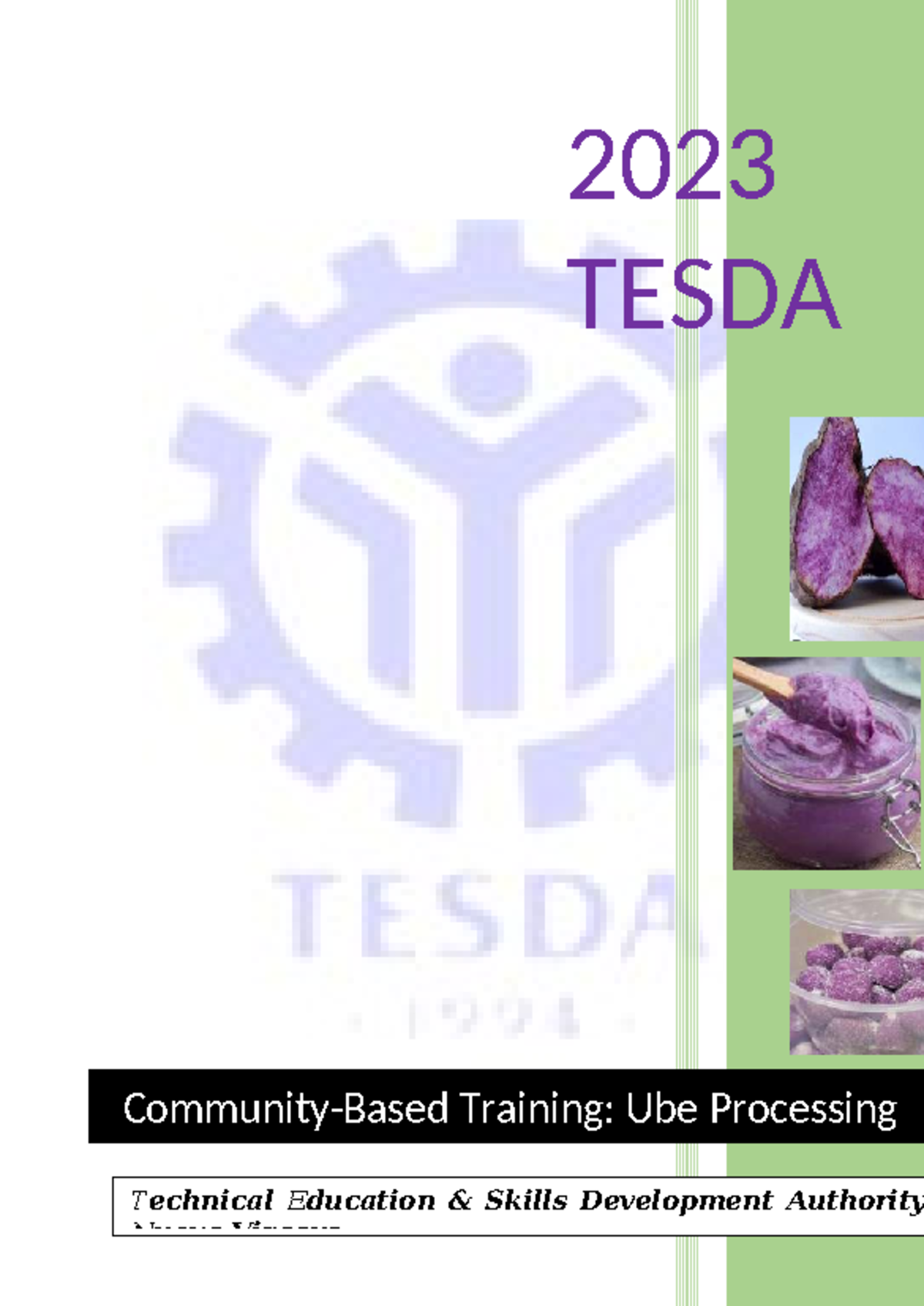 TESDA 2023 Job Sheet: Ube Jam Preparation and Processing Guide - Studocu