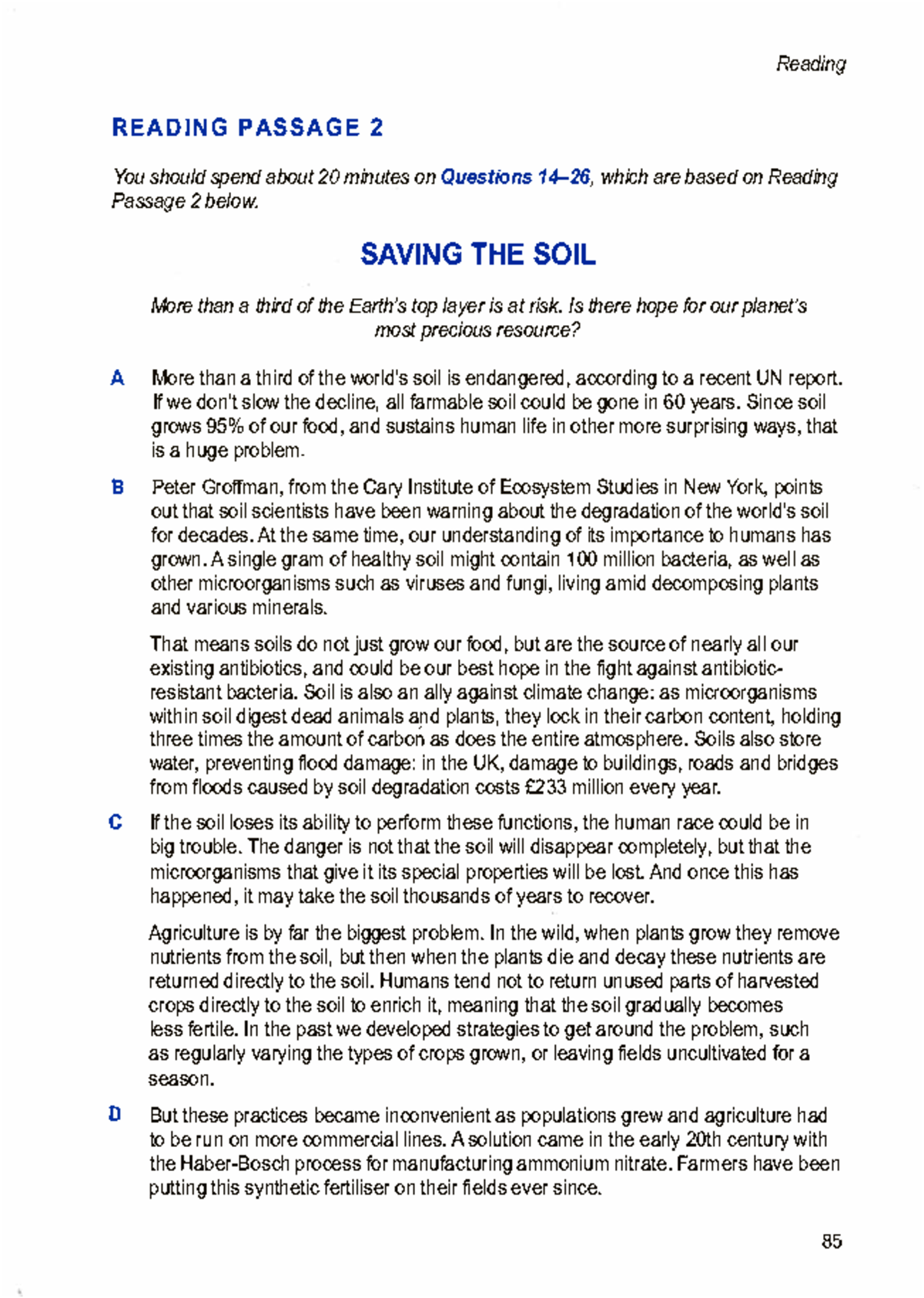 Cambridge 13 Test 4 Reading Passage 2 - Saving the Soil Insights - Studocu