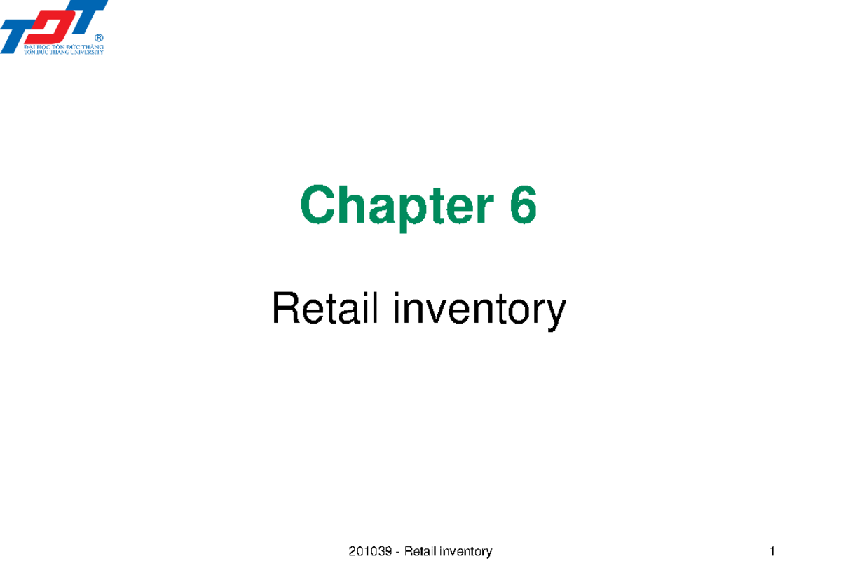 Ch06 Retail-inventory - Chapter 6 Retail inventory 201039 - Retail ...