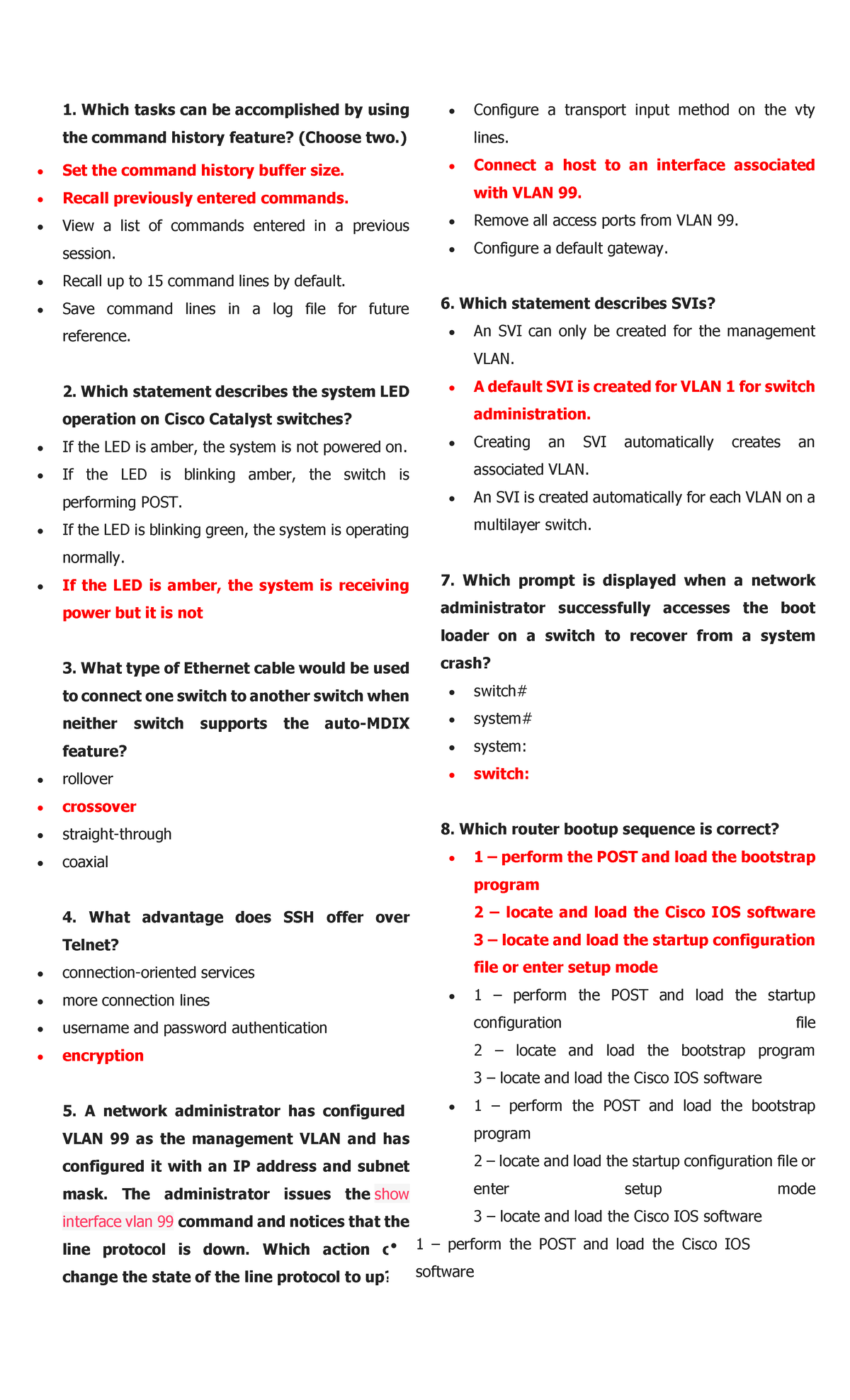 Cisco - Networking Exam Review Questions for CCNA - Studocu