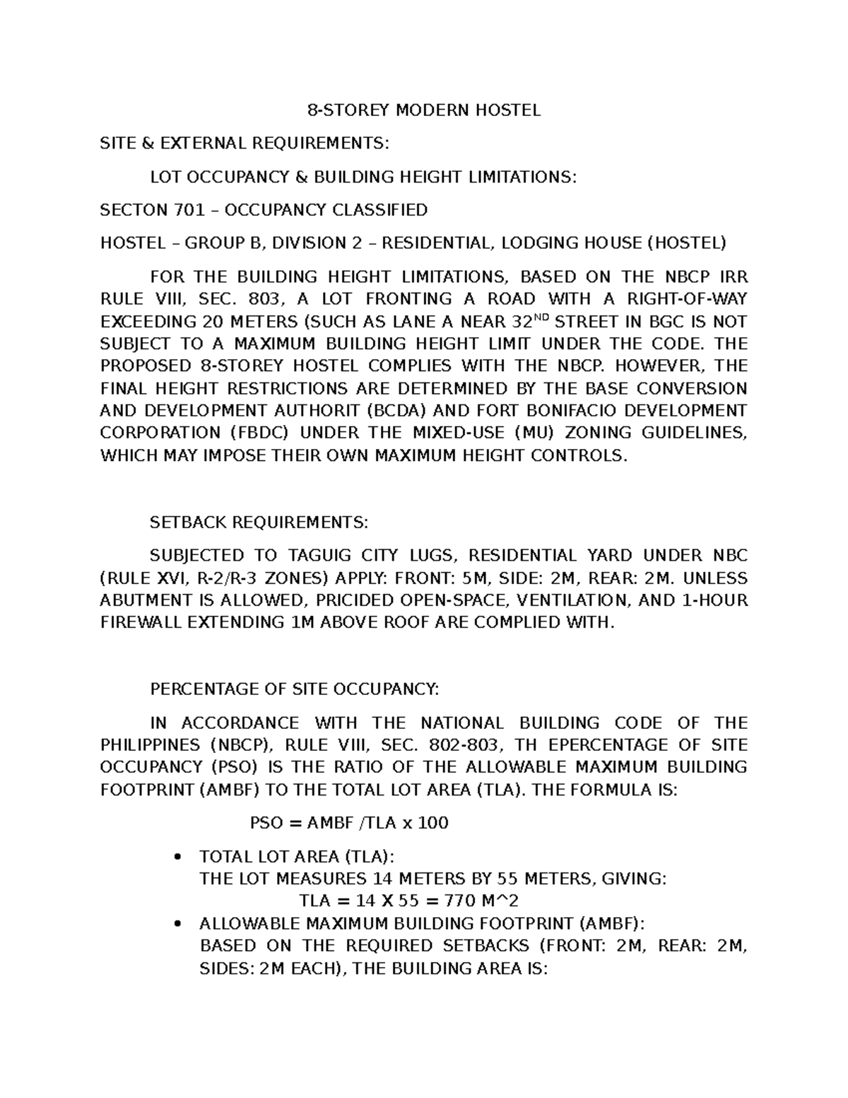 Research 100 - Modern Hostel Site Requirements & Building Codes - Studocu