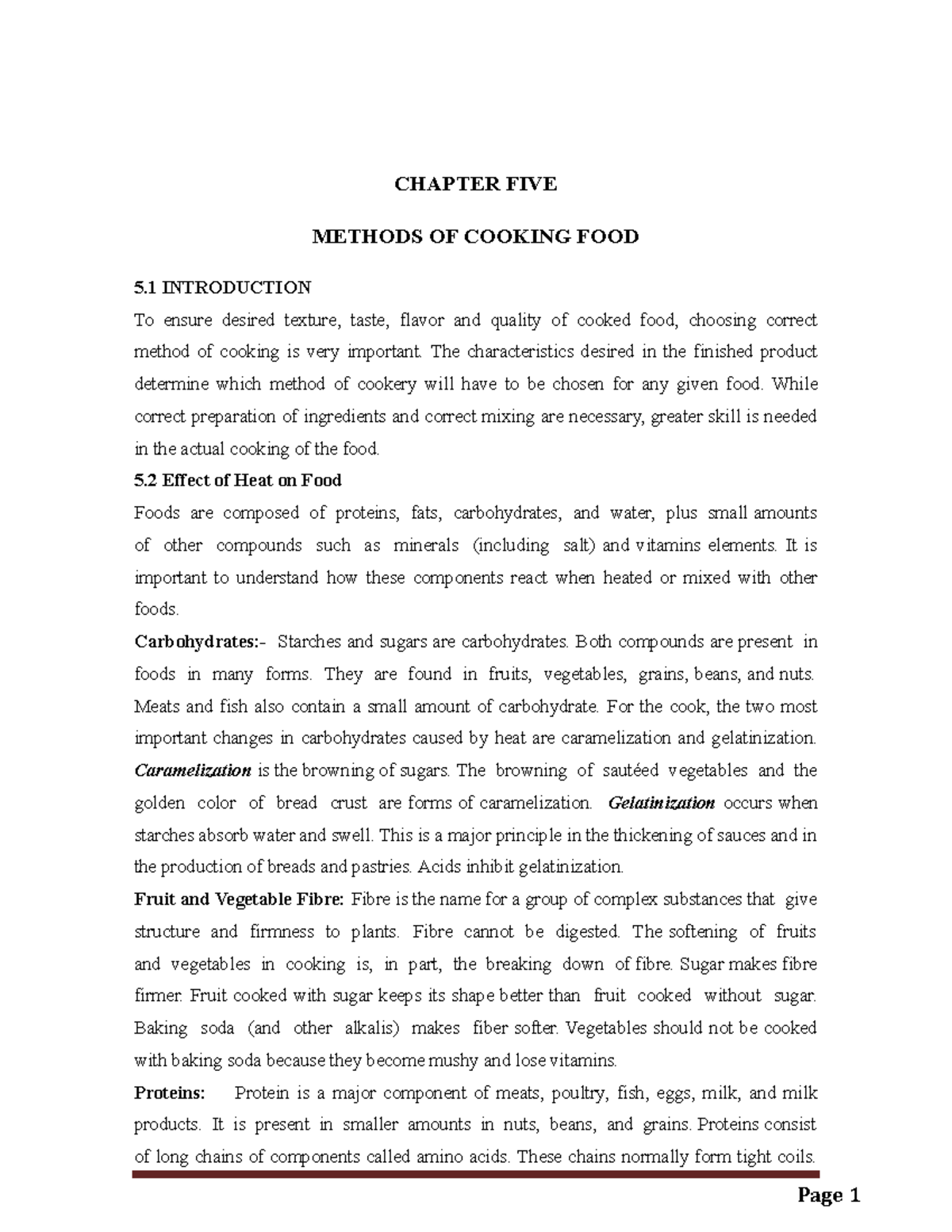 Chapter Five - for accadamician - CHAPTER FIVE METHODS OF COOKING FOOD ...