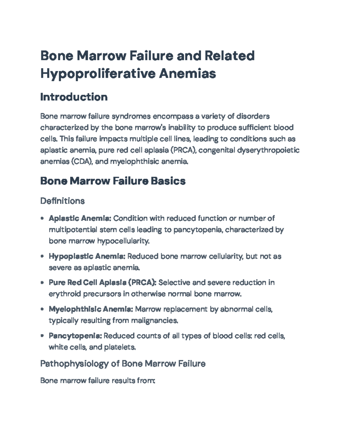 Bone Marrow Failure Syndromes: Types, Pathophysiology, and Treatment ...
