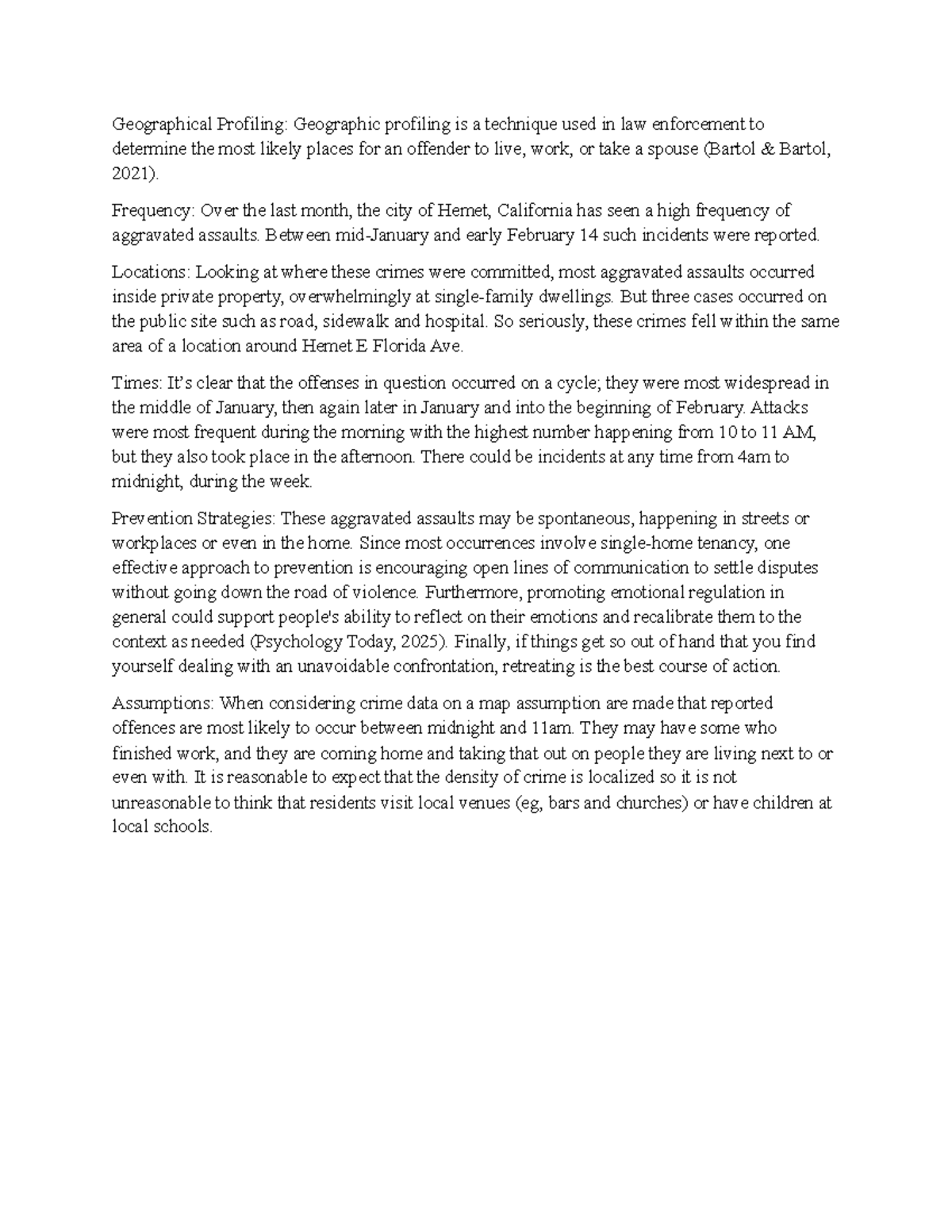 Geographical Profiling: Analyzing Aggravated Assaults in Hemet, CA ...