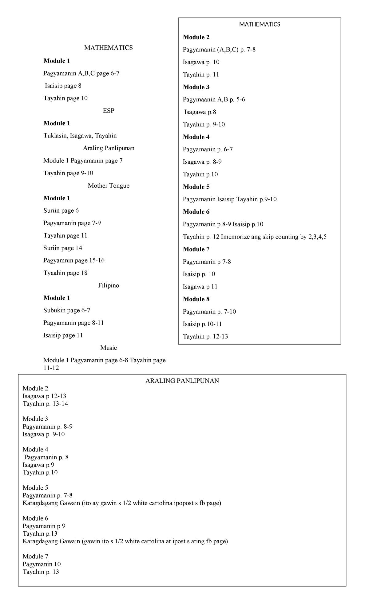 Hannah sched - module 1100 - MATHEMATICS Tuklasin, Isagawa, Tayahin ...