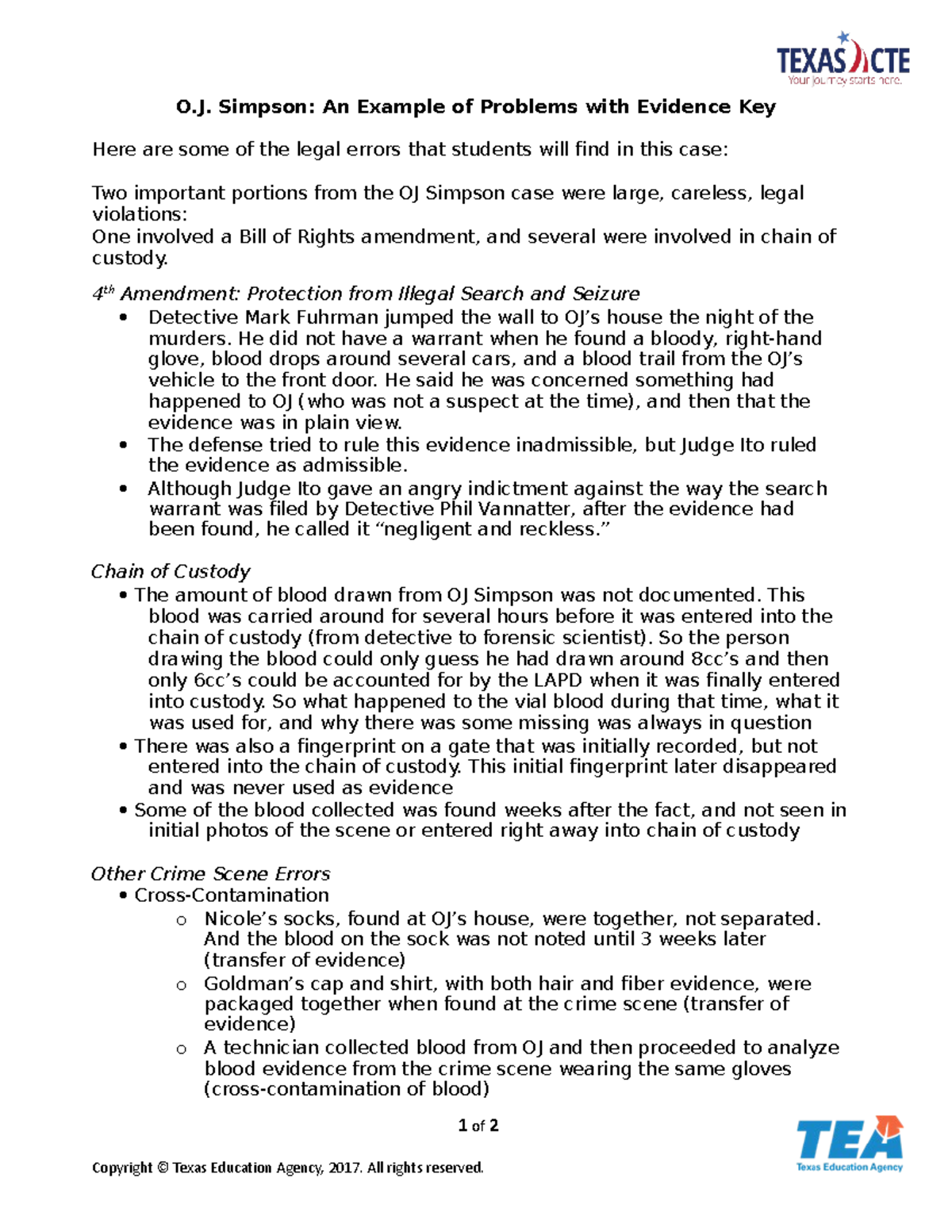 Key-O.J. Simpson-An Example of Problems with Evidence 0 - O. Simpson ...