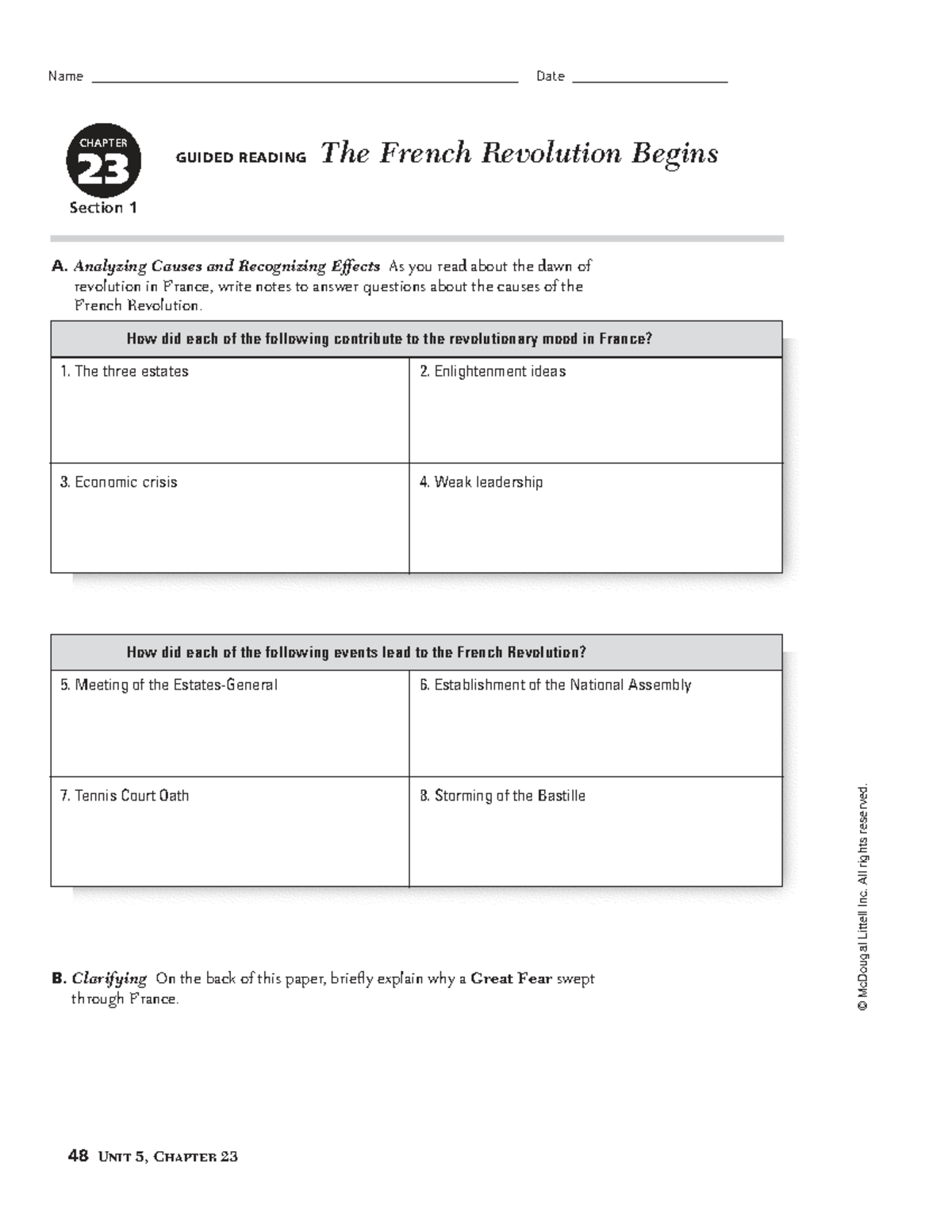 CH 23 Guided Reading: Causes of the French Revolution - Studocu