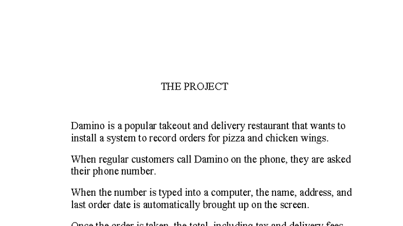 Individual Project - Assignment on Damino Order System Analysis - Studocu