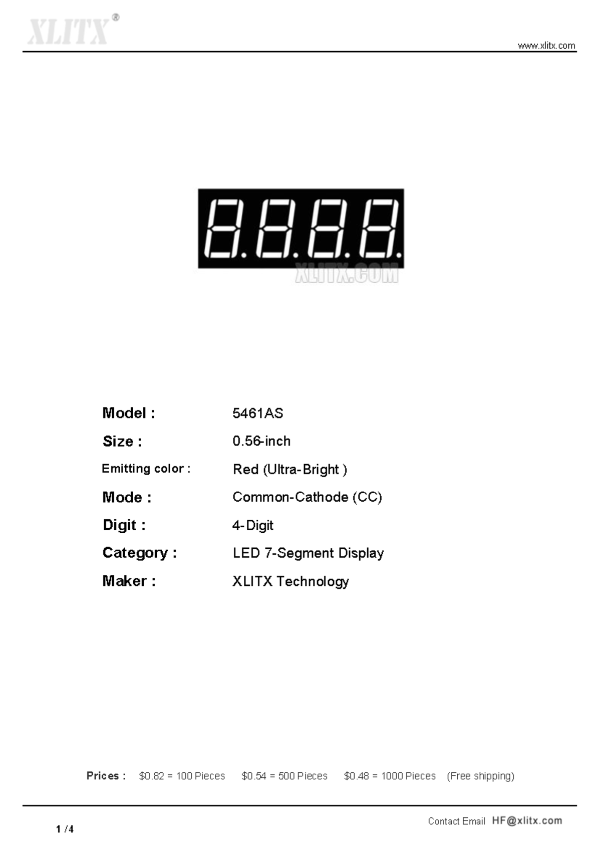 Seven Seg - 5461AS - ENG1013 - Model : 5461AS Size : 0-inch Emitting ...